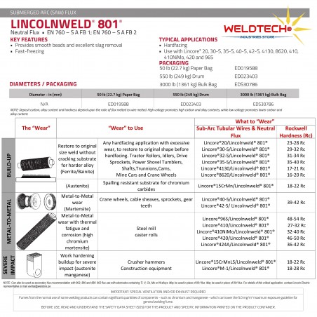 Lincolnweld® 801® SAW FLUX 801- Made in USA Lincoln Electric®